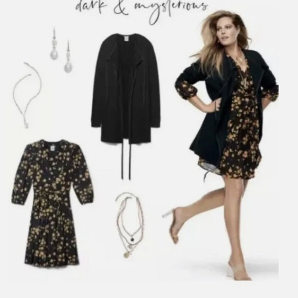 CAbi | Dresses | Cabi Debut Dress 5945 Black W Orange Flowers Size S ...